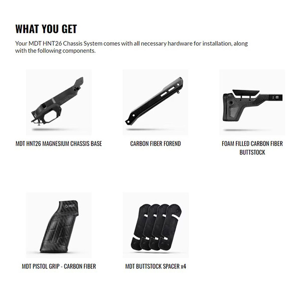 MDT Chassis - HNT 26 - Howa 1500 - SA - RH - Fixed - ARCA - BCF ...