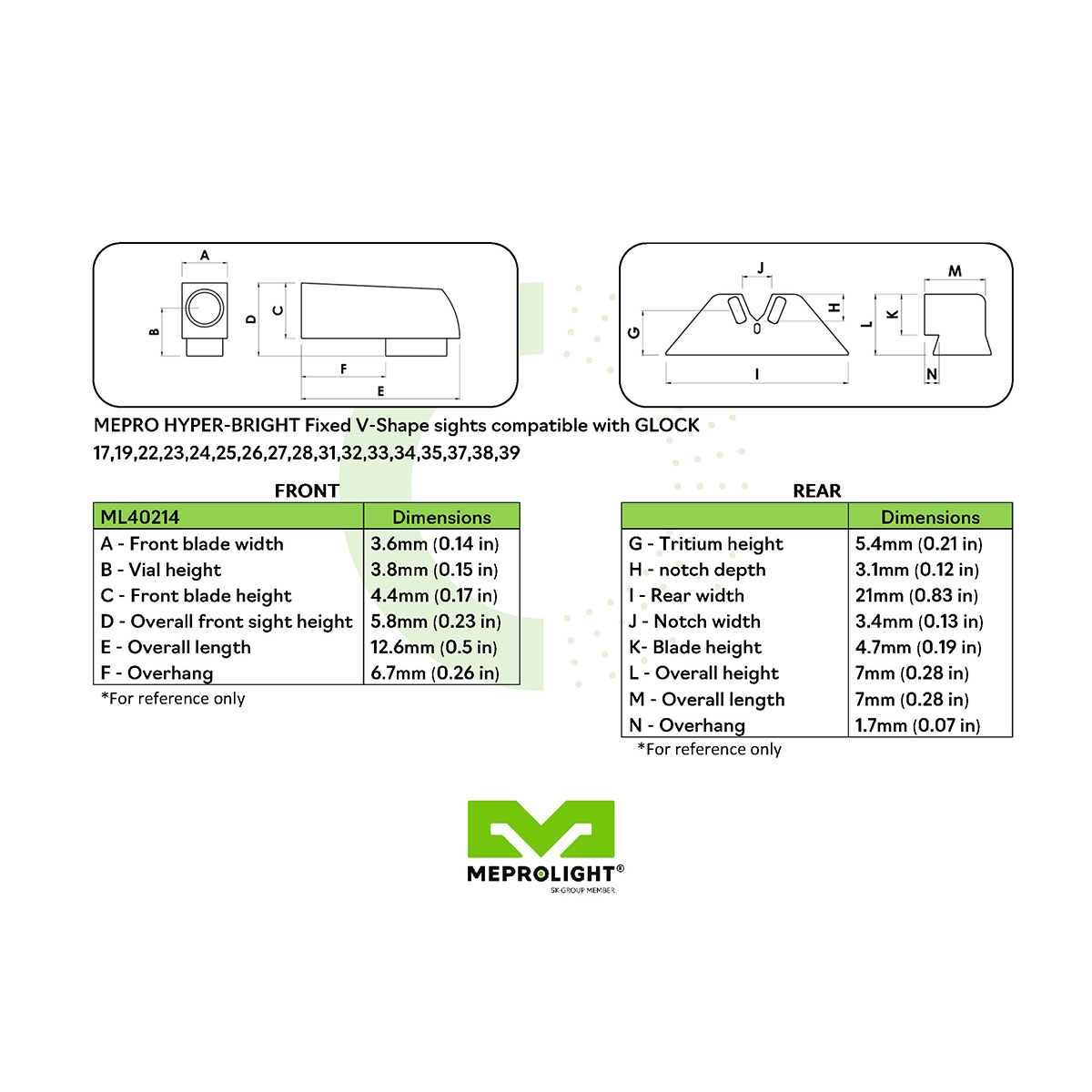 MEPROLIGHT MEPRO HYPER-BRIGHT GLOCK STANDAND FRAME - O RING - Brownells UK