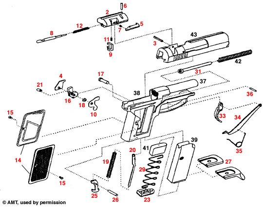 AMT® Back-Up DAO .380 ACP Small Frame Schematic - Brownells UK