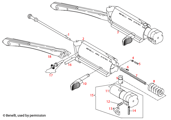 Benelli U.S.A.® Super Black Eagle II Bolt Assembly Schematic - Brownells UK