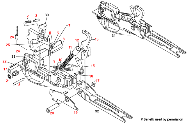 Benelli U.S.A.® Sport II / Legacy Trigger Assembly Schematic - Brownells UK