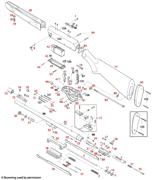 Browning® BAR MK II Safari Schematic - Brownells UK