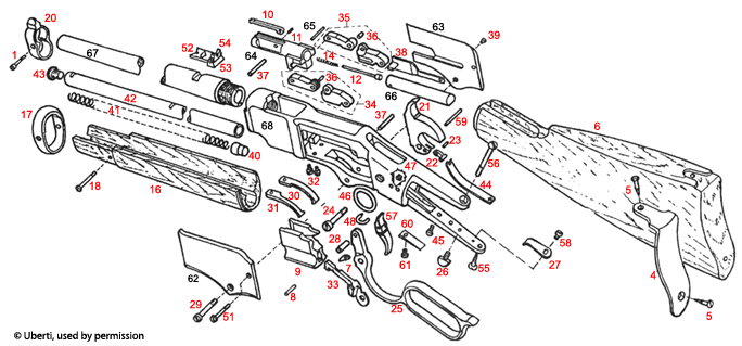 Uberti® 1866 Carbine Schematic - Brownells UK