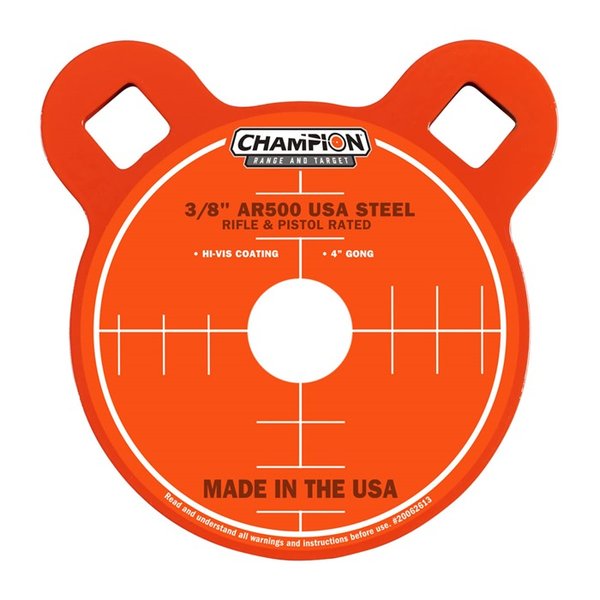 CENTER MASS STEEL CHAMPION TARGETS 4" ROUND GONG 3/8" AR500 TARGET ...