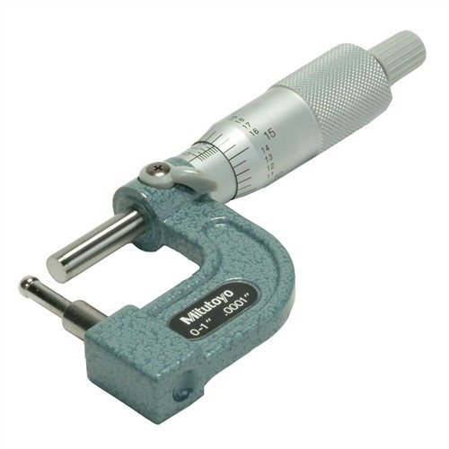 BALL STYLE MITUTOYO 0-1" TUBE MICROMETER WITH CYLINDRICAL ANVIL ...