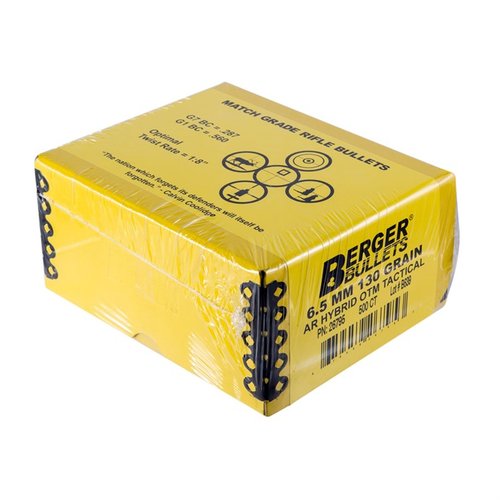 AR TACTICAL BERGER BULLETS 6.5MM (0.264") 130GR HYBRID OTM BOAT TAIL ...